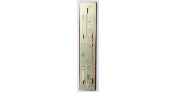 Kwikbarometer noten/messing met glas